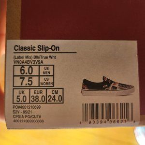 Vans | Shoes | Nwt Vans Classic Slipon Label Mix Black True White Men 6 ...